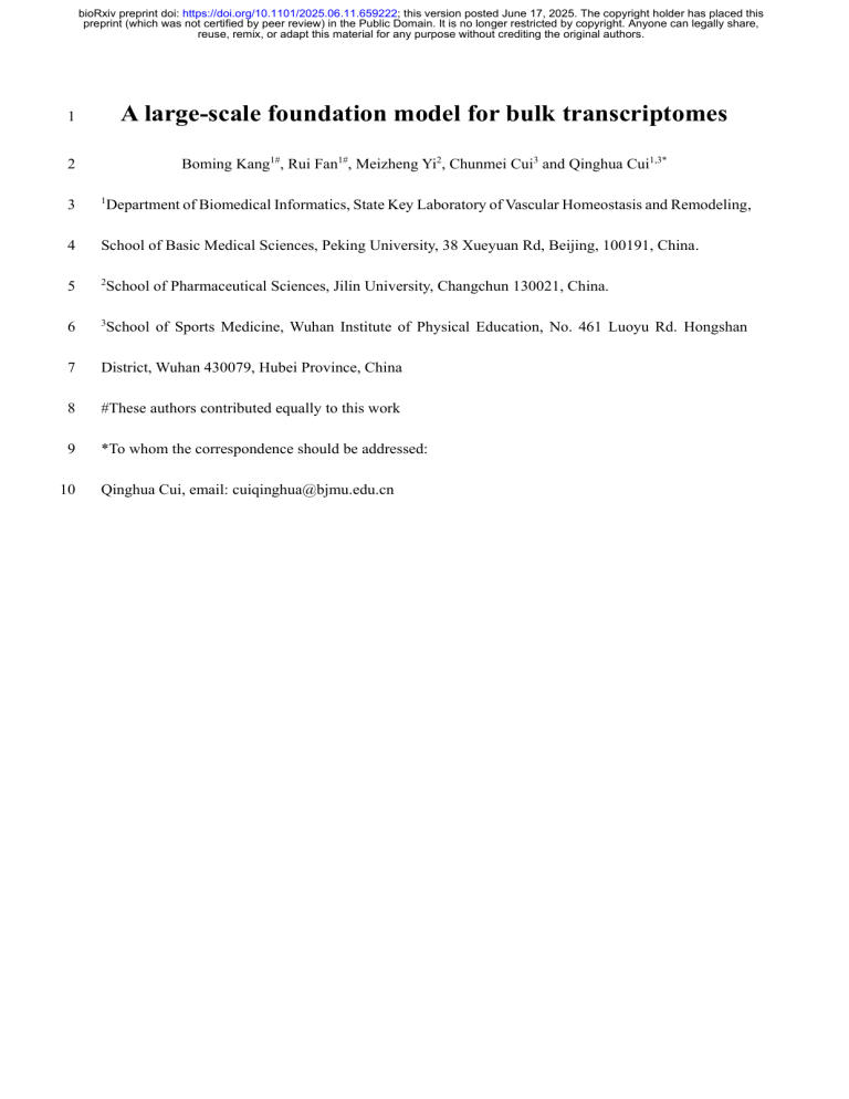 BulkFormer: A Foundation Model for Bulk Transcriptome Analysis