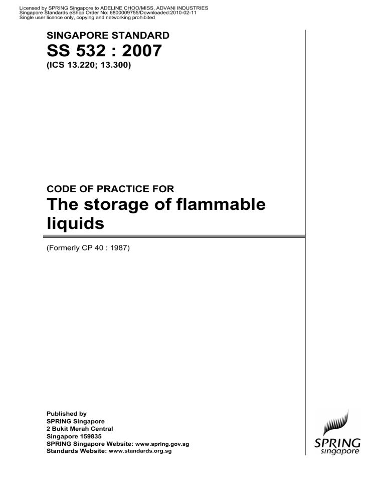 SS 532: Storage of Flammable Liquids Code of Practice