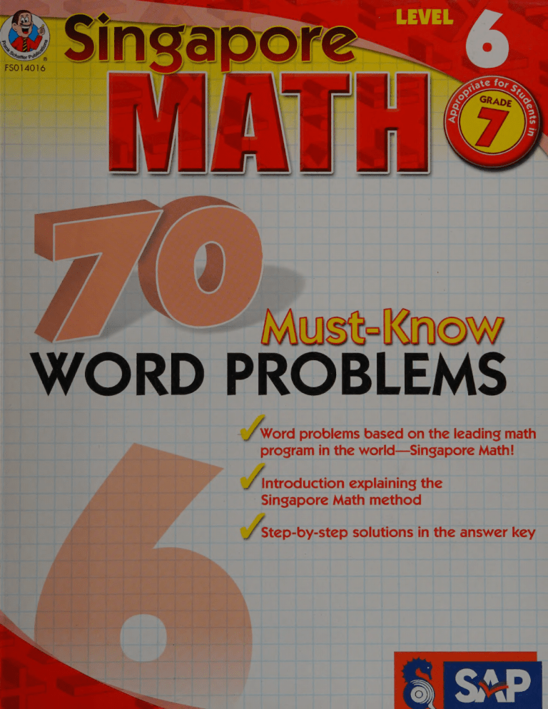 Singapore Math Level 6: 70 Must-Know Word Problems for Grade 7
