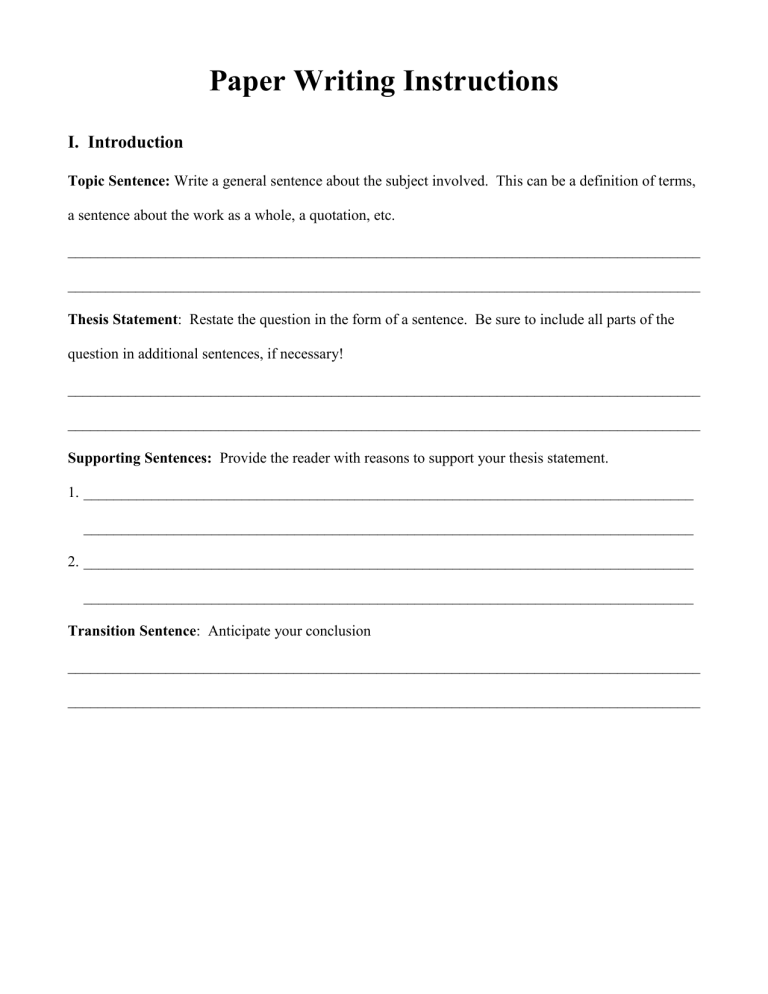 Paper Writing Instructions: Guide to Introduction, Body, Conclusion
