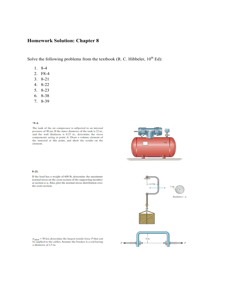 Homework Solution: Chapter 8 - Mechanics of Materials Problems