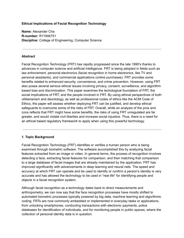 Ethical Implications of Facial Recognition Technology