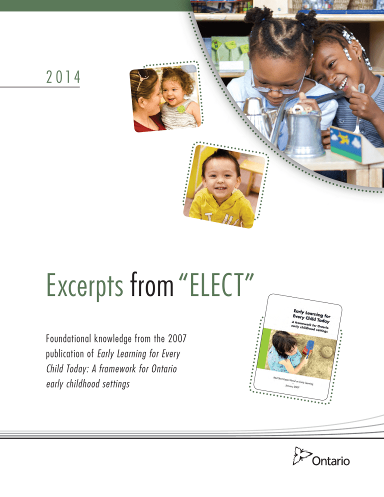 ELECT Framework Excerpts: Early Learning in Ontario