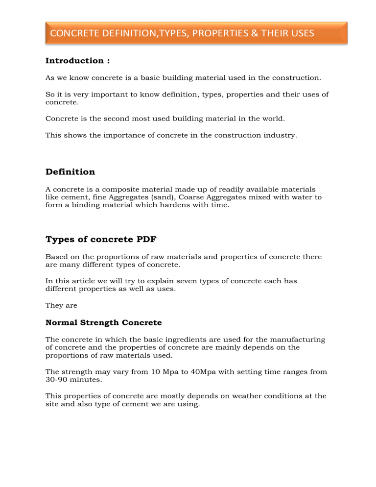 Concrete: Definition, Types, Properties & Uses in Construction