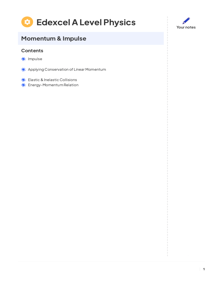 Momentum & Impulse: A Level Physics Notes