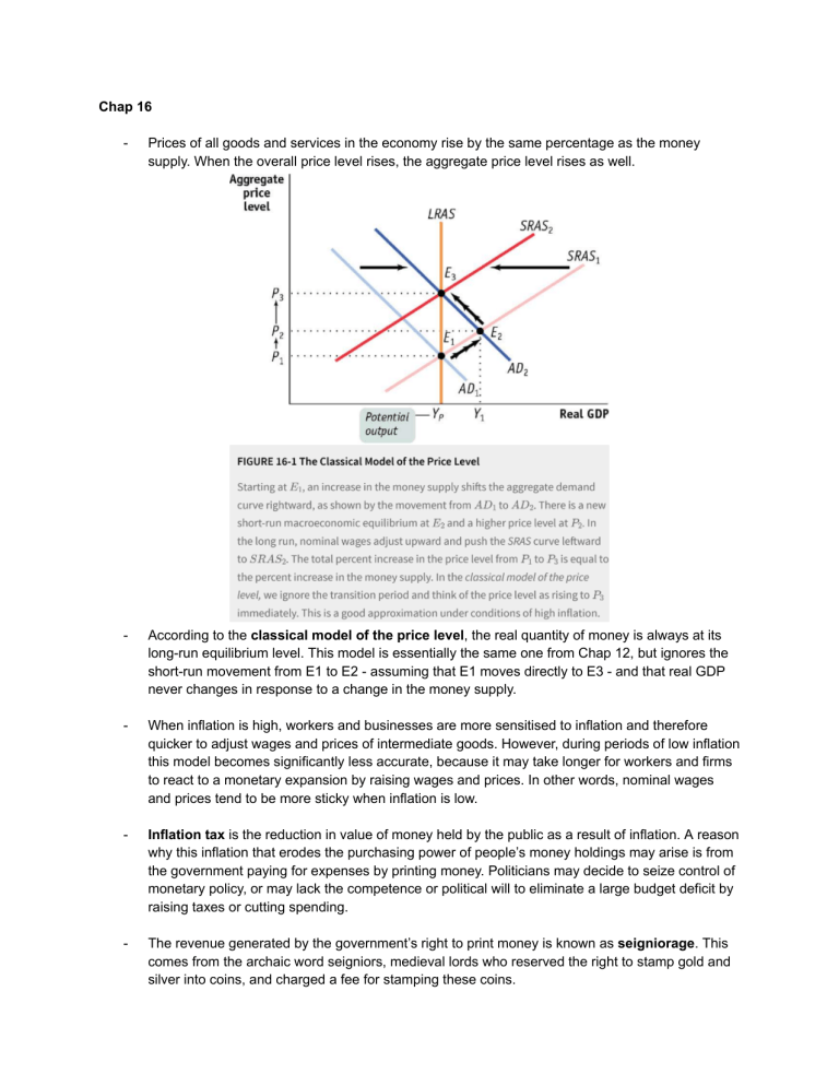 Macroeconomics: Classical Model, Inflation, & Unemployment