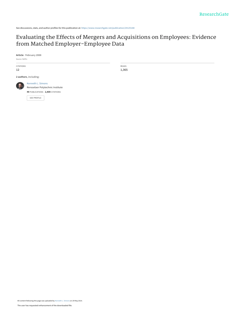 M&A Impact on Employees: Evidence from Swedish Data