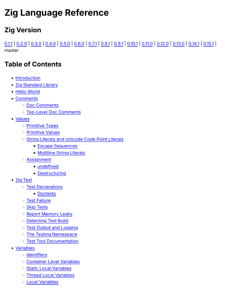 Zig Language Reference