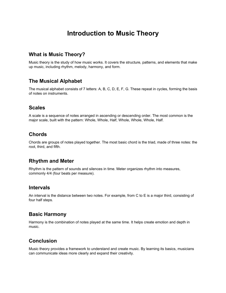 Introduction to Music Theory: A Beginner's Guide