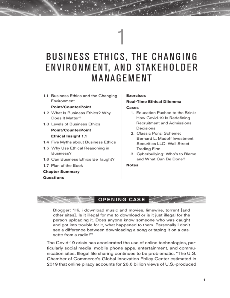 Business Ethics, Changing Environment, & Stakeholder Management