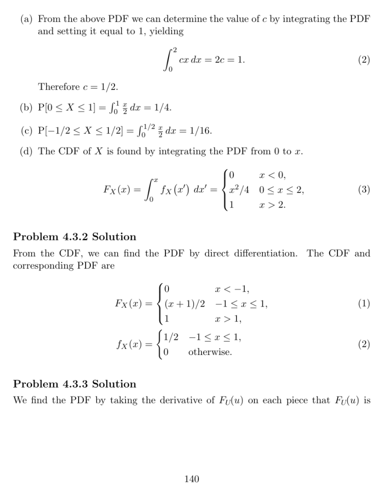 Probability Density & Cumulative Distribution Function Solutions