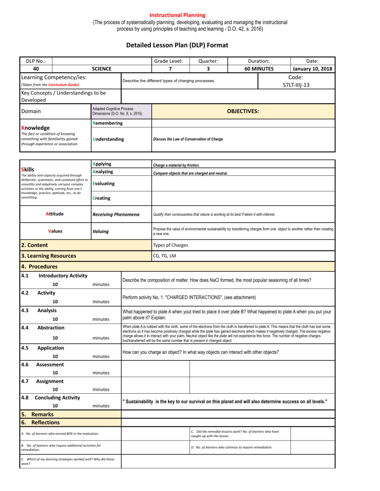 7th Grade Science Lesson Plan: Charging Processes