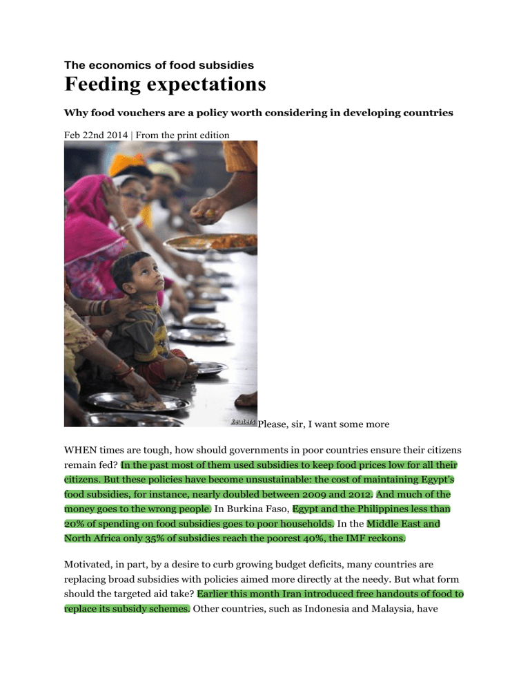 Food Subsidies: Vouchers vs. Cash in Developing Countries
