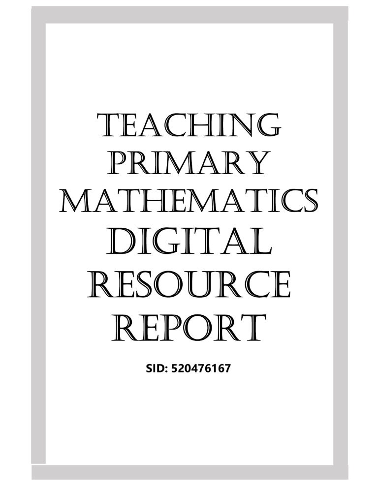 Primary Mathematics Digital Resource Report: 2D Shapes & Carroll Diagrams