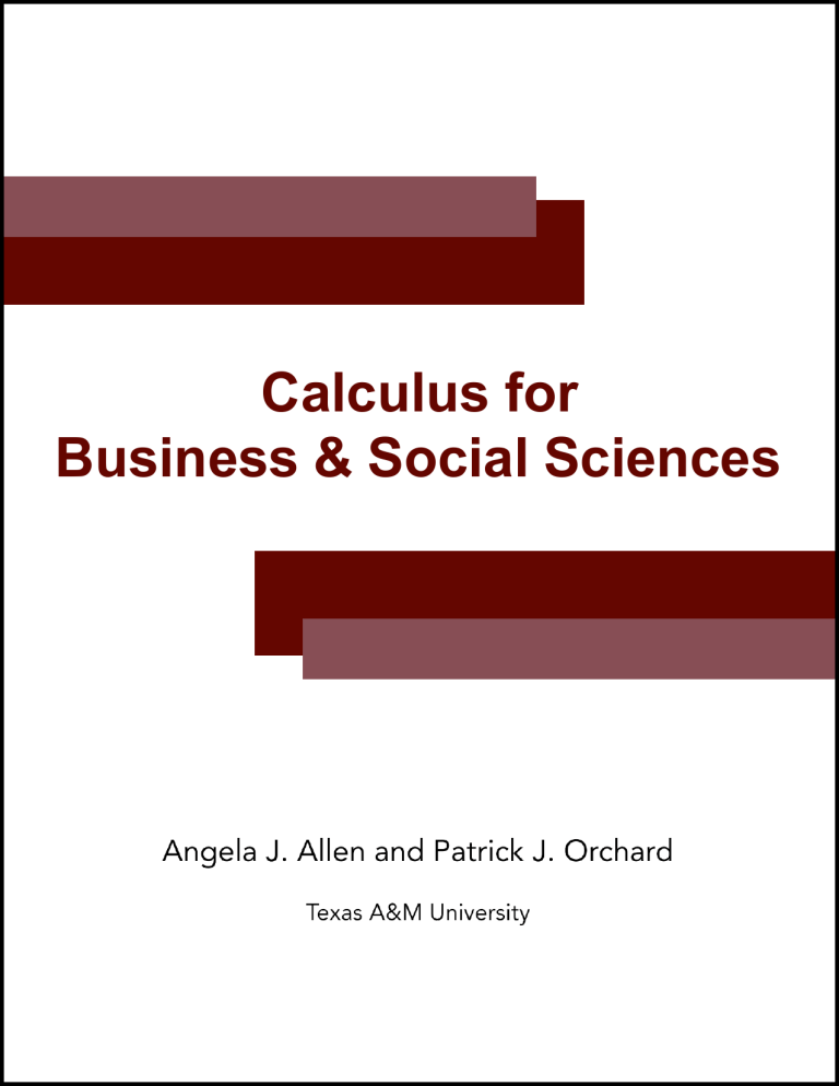 Calculus for Business & Social Sciences Textbook