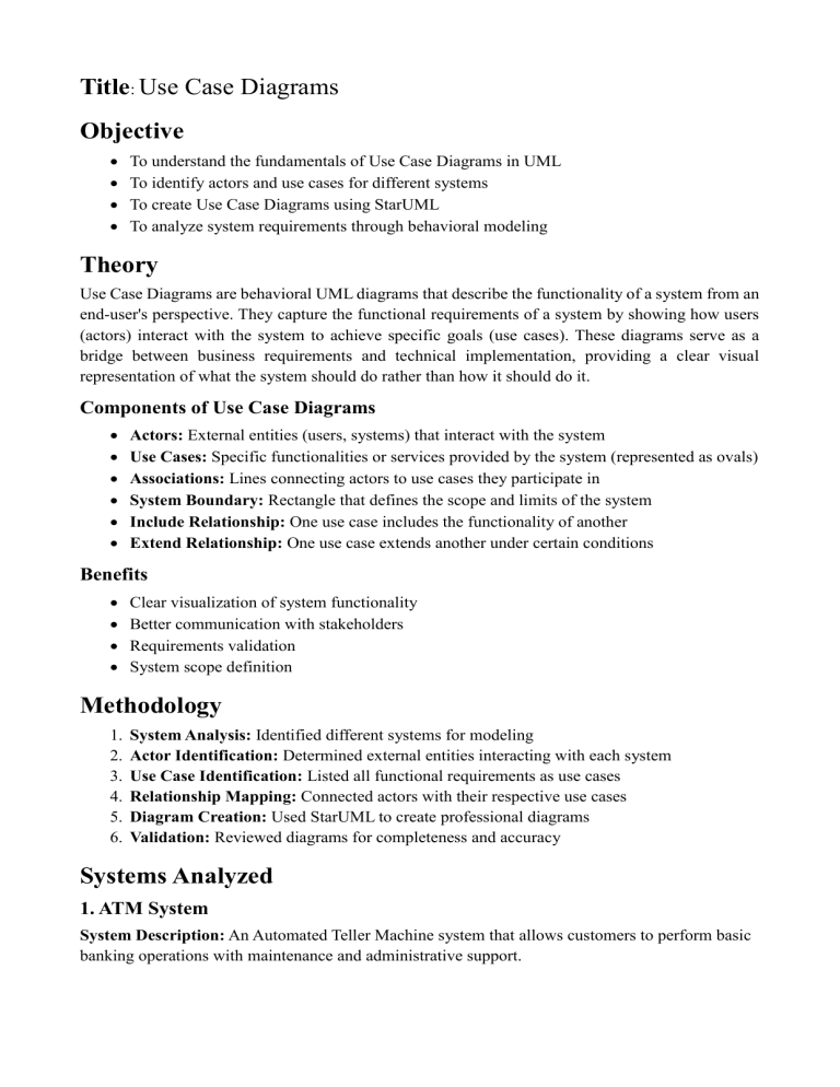 Use Case Diagrams: UML Behavioral Modeling & System Analysis
