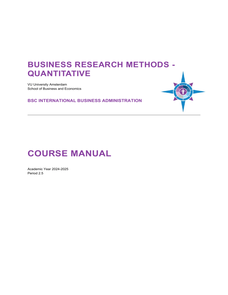 Business Research Methods - Quantitative Course Manual