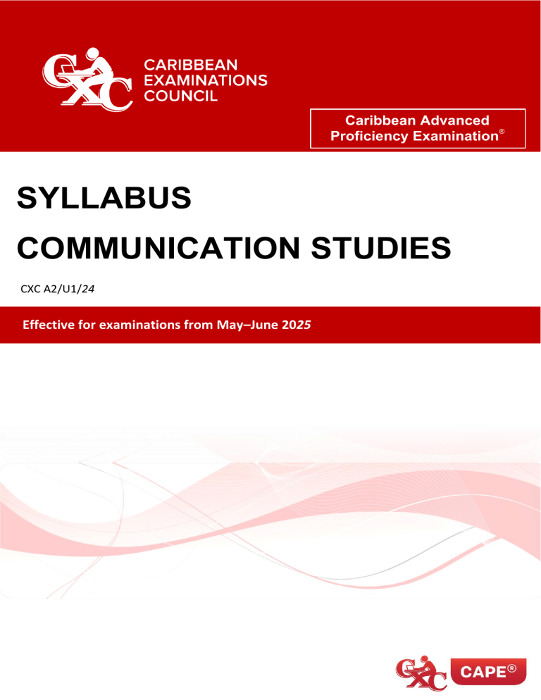CAPE Communication Studies Syllabus 2025