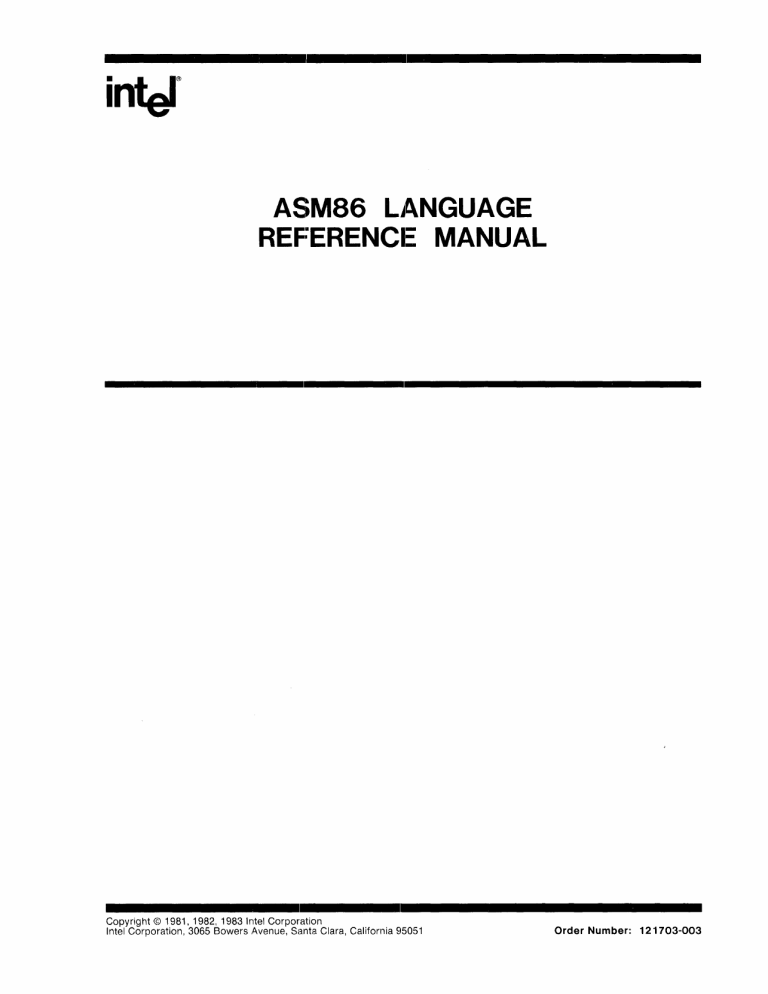ASM86 Language Reference Manual | Intel 8086/8087/8088 Assembly Guide