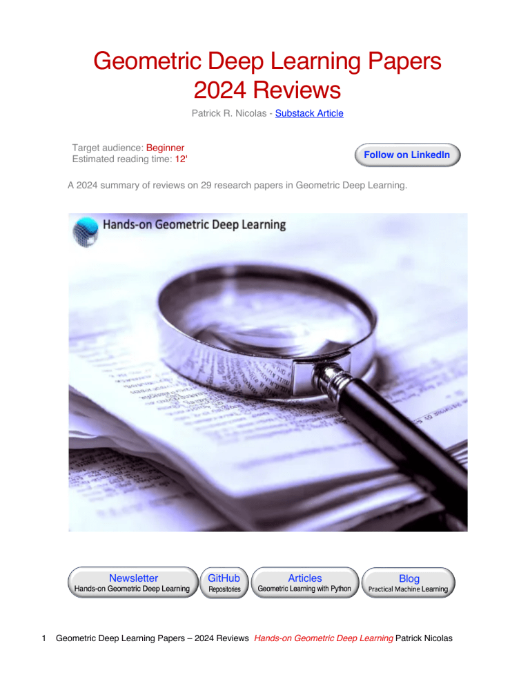 2024 Geometric Deep Learning Papers Review