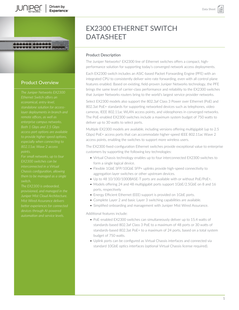 Juniper EX2300 Ethernet Switch Data Sheet