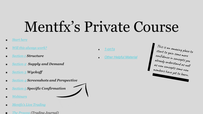 Mentfx's Private Course: Trading Structure, Supply & Demand, Wyckoff
