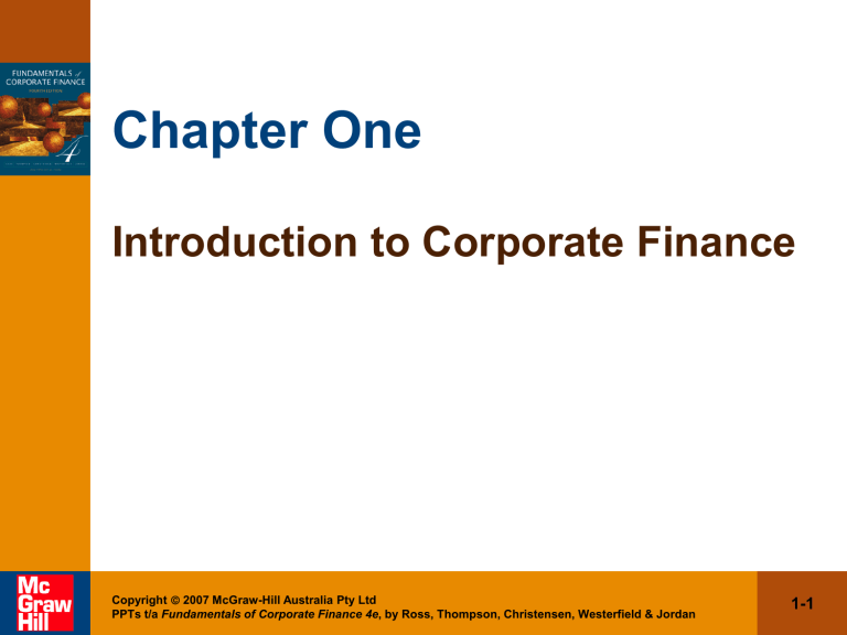 Introduction to Corporate Finance: Chapter 1 Fundamentals & Decisions