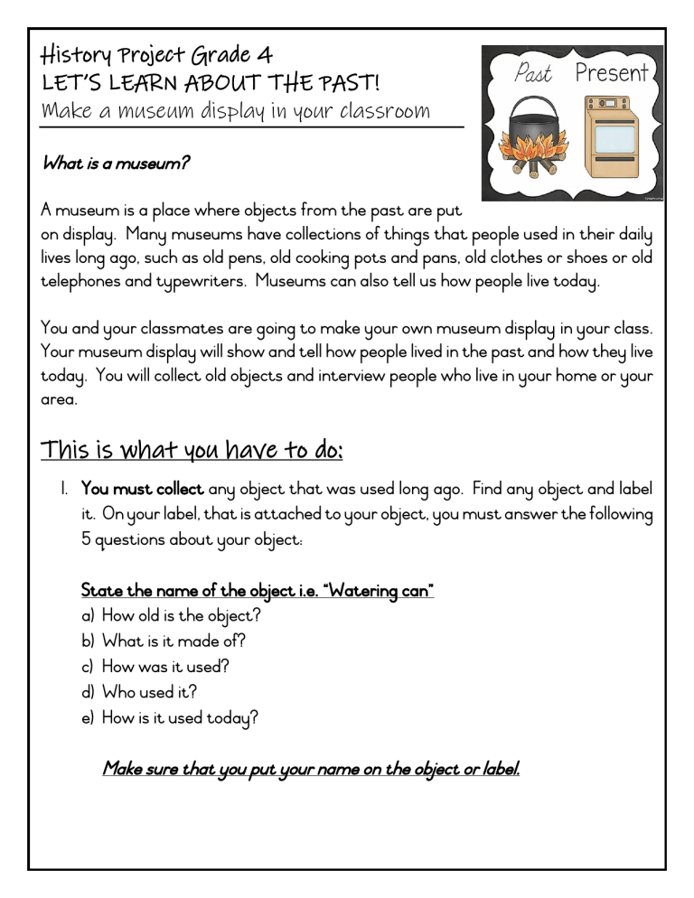 History Project Grade 4: Learn About the Past & Create a Museum Display