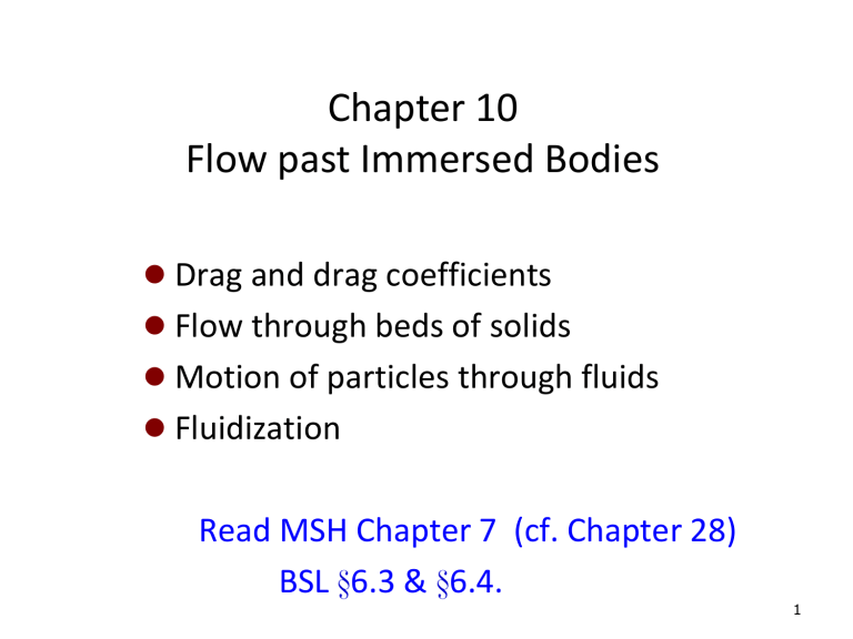 Flow Past Immersed Bodies: Drag & Fluidization