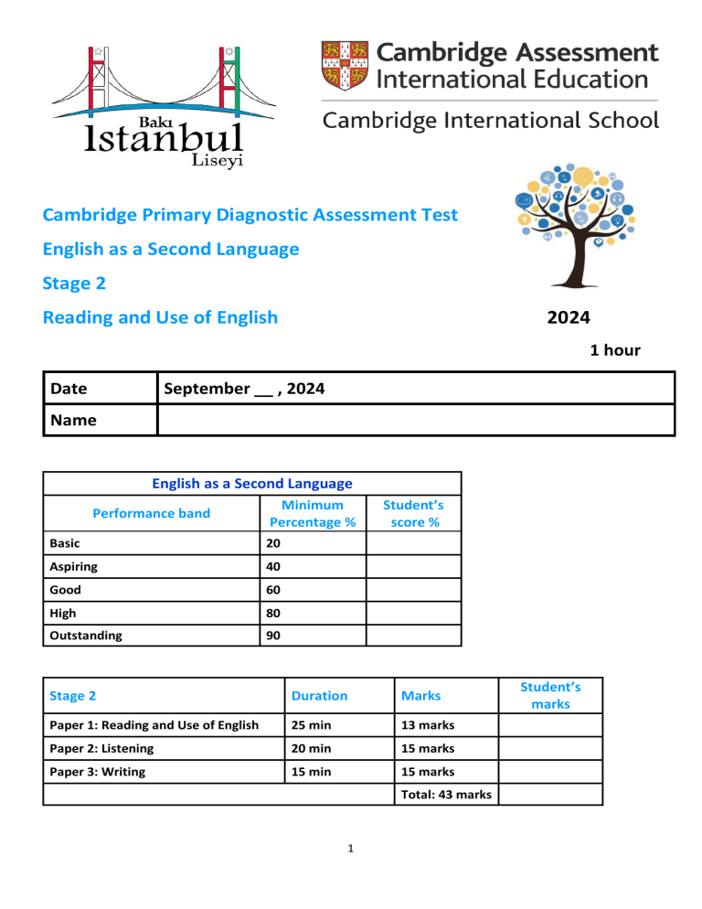 Cambridge Primary Diagnostic Assessment Test Stage 2 | ESL, Math ...