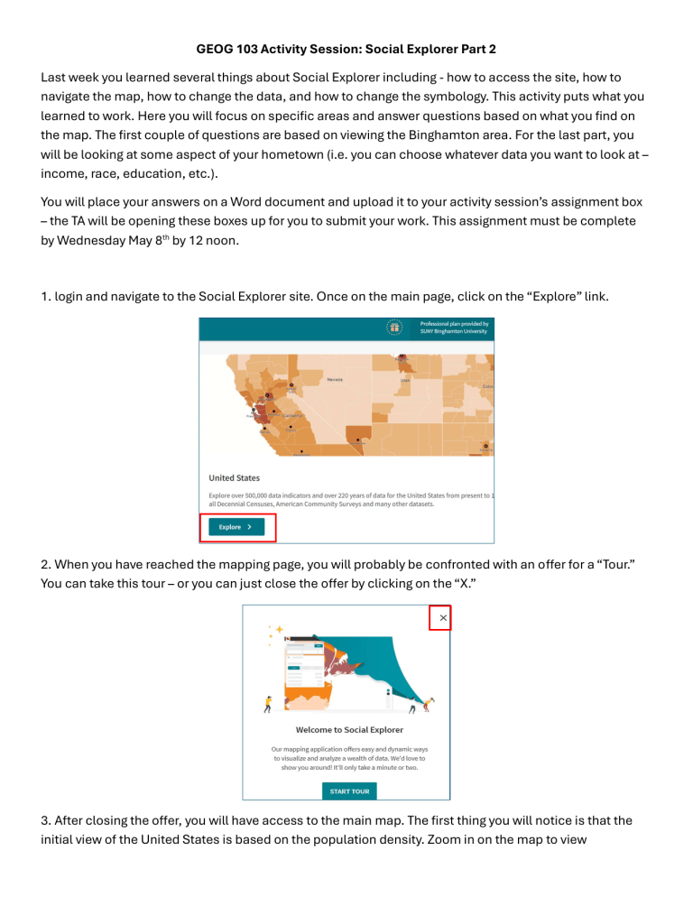 GEOG 103 Social Explorer Part 2 Activity: Data Analysis & Mapping
