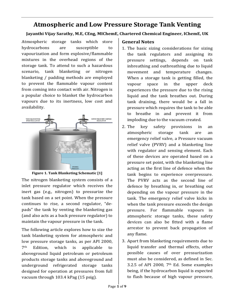 Atmospheric & Low Pressure Storage Tank Venting: API 2000 Sizing Guide