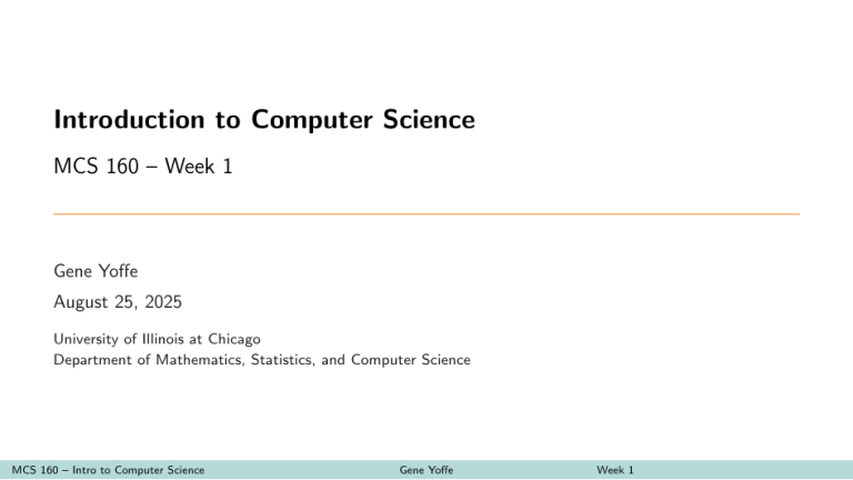 Intro to Computer Science: Python Basics & How Computers Work (Week 1)