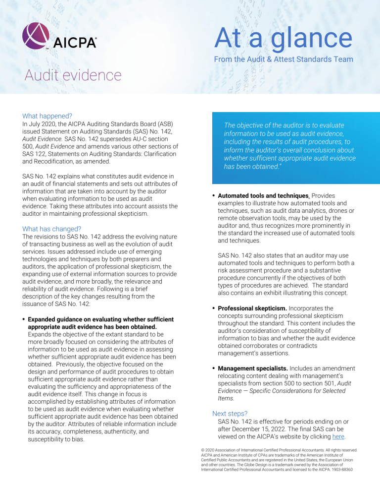 SAS No. 142: Audit Evidence - Key Changes & Guidance