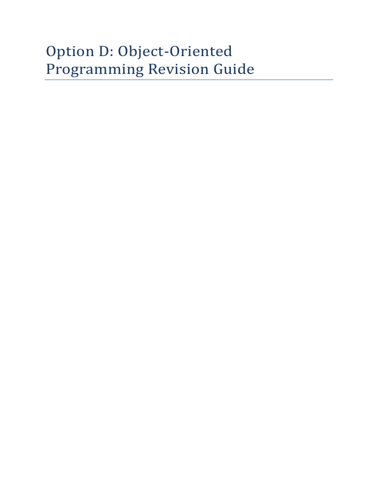 Object-Oriented Programming Revision Guide