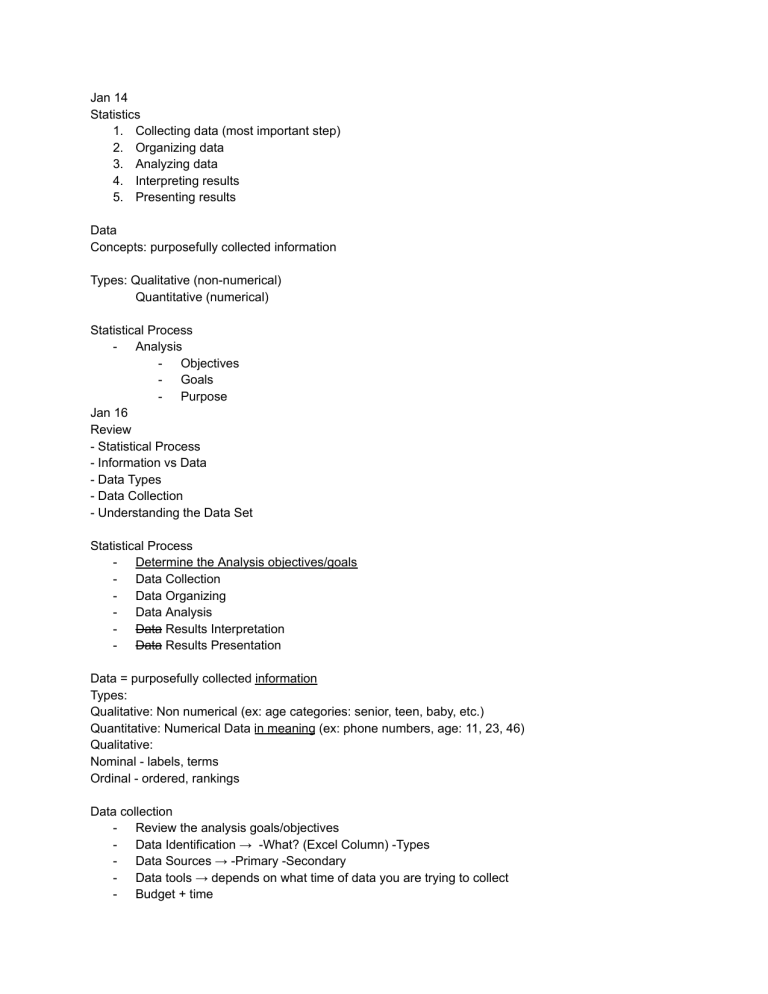 Statistics Lecture Notes: Data Analysis, Collection & Survey Design