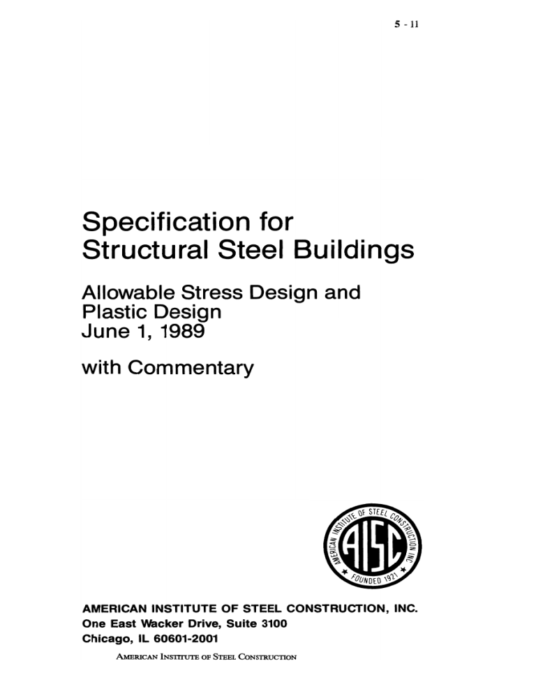 Structural Steel Buildings: Allowable Stress & Plastic Design ...