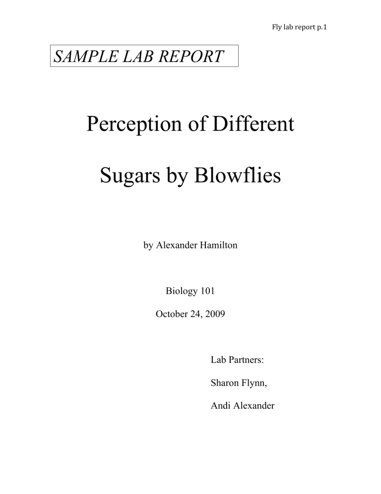 Sample Lab Report: Blowfly Sugar Perception