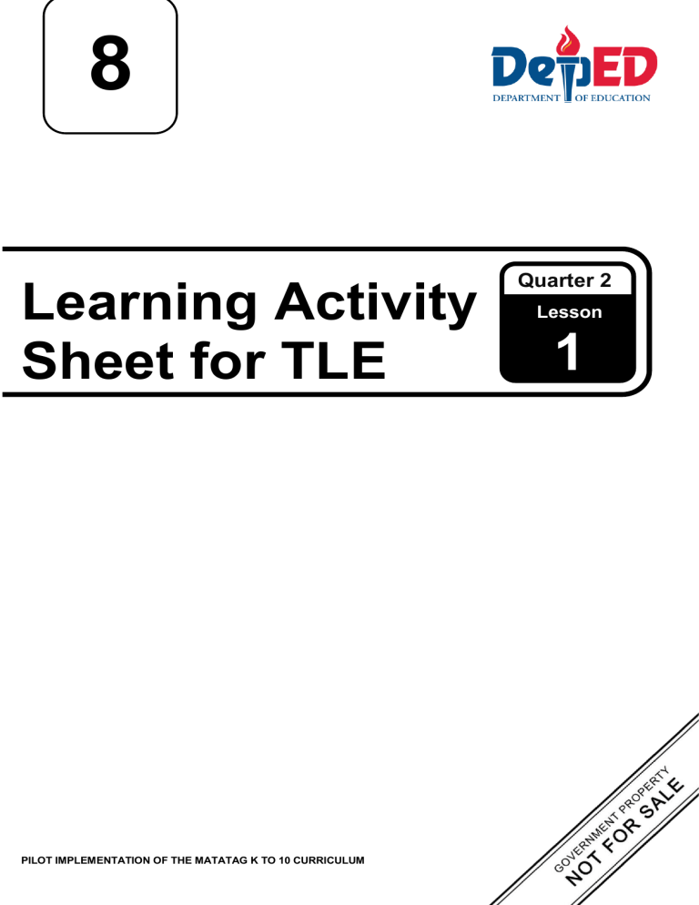 TLE 8 Aquaculture & Fisheries Learning Activity Sheet