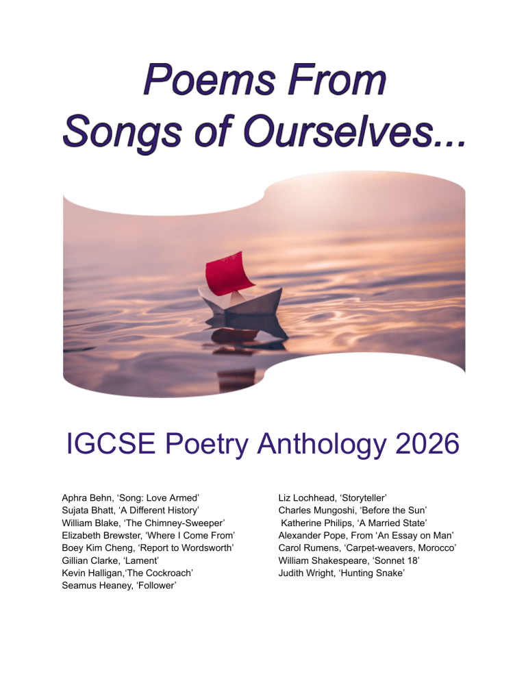 IGCSE Poetry Anthology 2026: Classic & Contemporary Poems