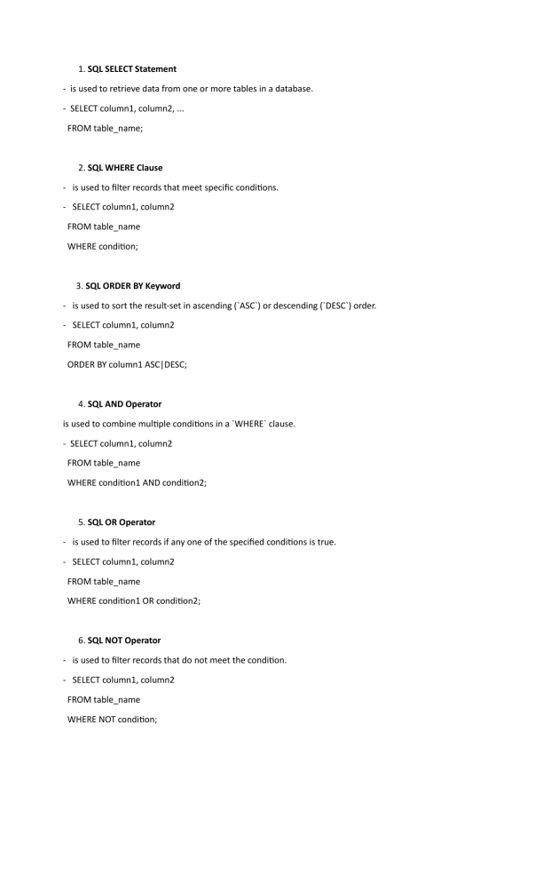 SQL Statements & Commands: A Comprehensive Reference Guide
