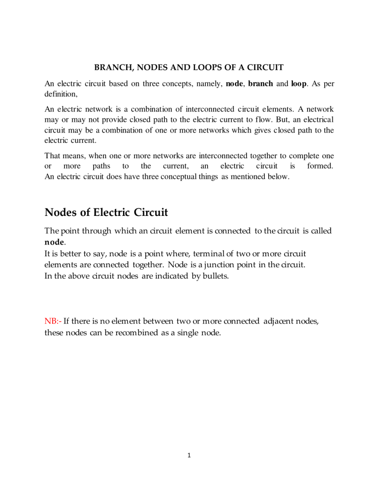 Electric Circuit Fundamentals: Branch, Nodes, and Loops Explained
