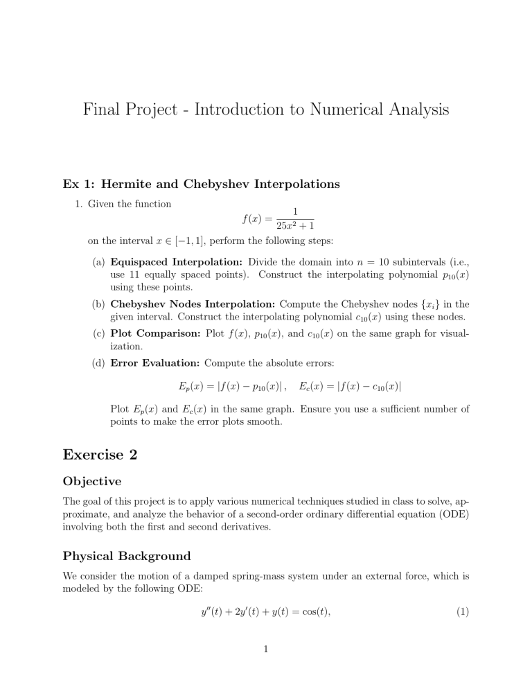 Numerical Analysis Final Project: Interpolation & ODE Solutions