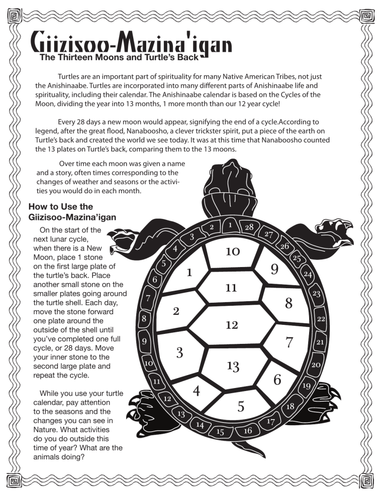 Anishinaabe Lunar Calendar: Thirteen Moons & Turtle