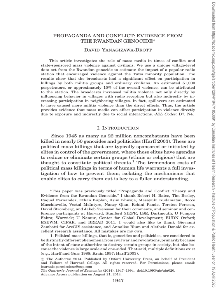 Rwandan Genocide: Propaganda and Mass Media Impact