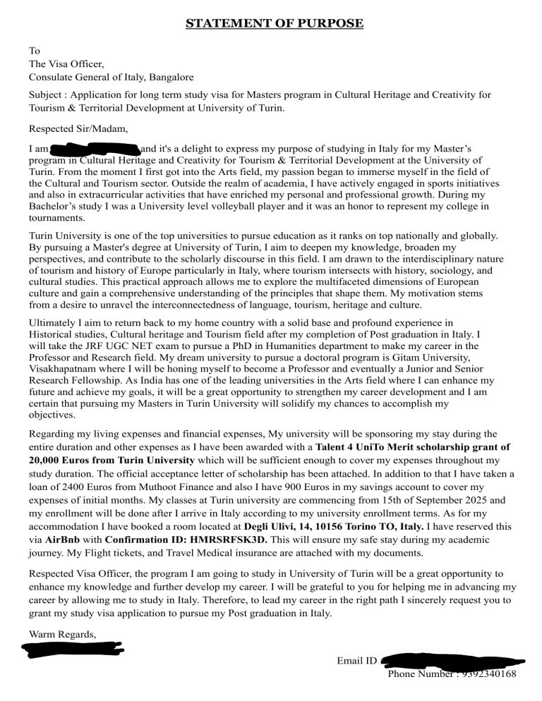 Statement of Purpose: Cultural Heritage & Tourism Master's Application