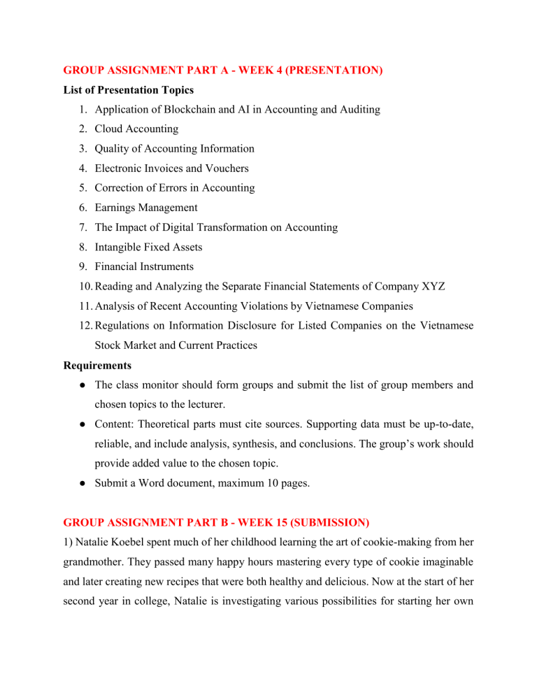 Accounting Assignment: Cookie Creations Case Study