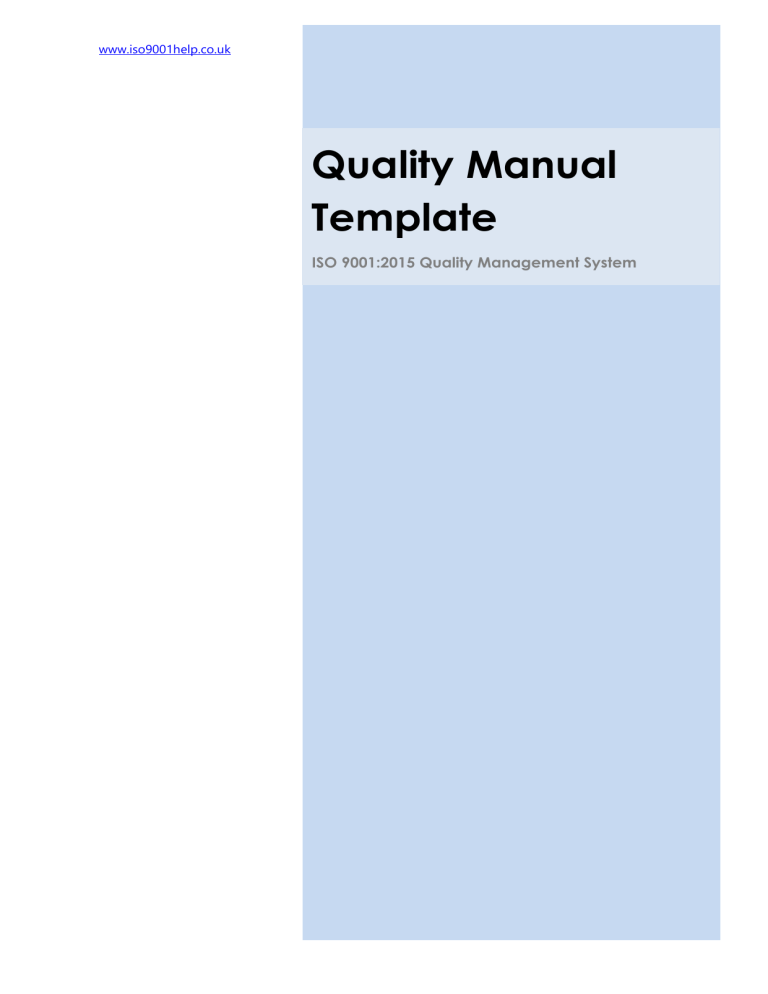 ISO 9001:2015 Quality Manual Template | Quality Management System