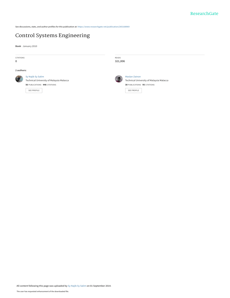 Control Systems Engineering: Fundamentals, Analysis & MATLAB