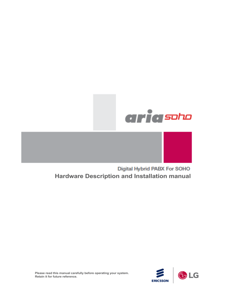 ARIA SOHO Hardware Description & Installation Manual - Issue 1.6